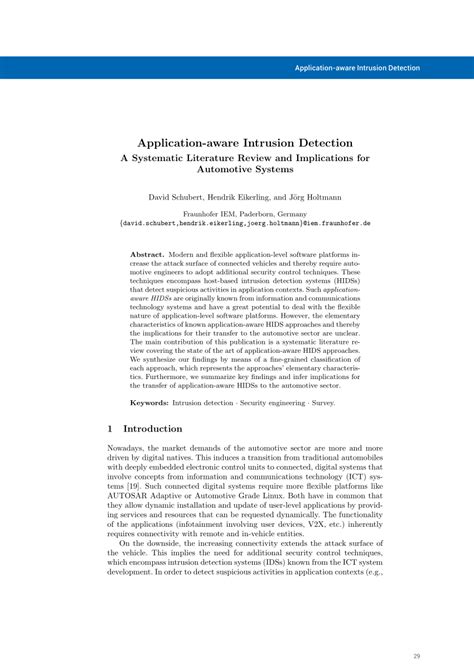 Pdf Application Aware Intrusion Detection A Systematic Literature Review And Implications