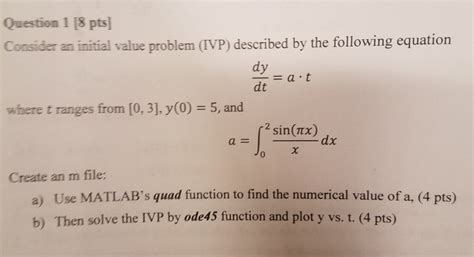 Solved Consider An Initial Value Problem Ivp Described By