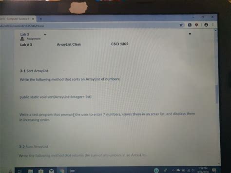 Solved Lab 3 Asigment Lab 3 Arraylist Class Csci 1302 3 1