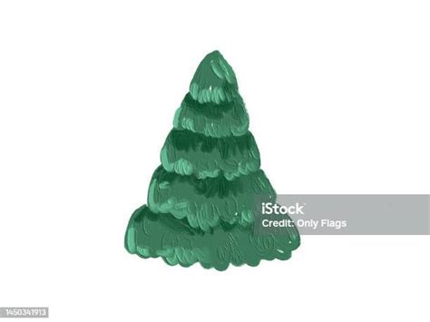 손으로 그린 오일 브러시 스트로크 크리스마스 트리는 Png 또는 투명한 배경에 격리된 별이 있습니다 새해 생일 및 고급 카드를위한 그래픽 리소스 12월에 대한 스톡 벡터