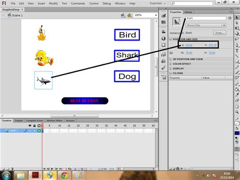 Drag Drop With Reset Button In As2 As3 Flash College