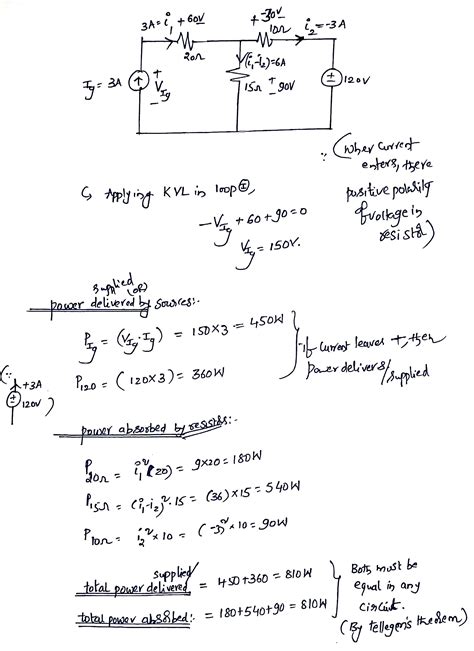 Solved Please Show How To Find Total Power Supplied And Absorbed Please Course Hero