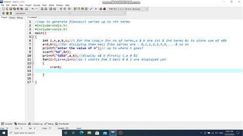 Wap To Print Fibonacci Series In C Described Youtube