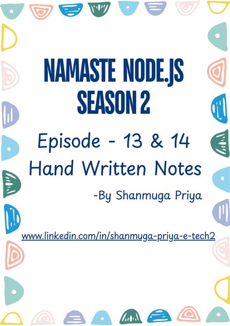 Shanmuga Priya E On Linkedin Namastenodejs Nodejs Mongodb Refandpopulate Apidesign Expressjs
