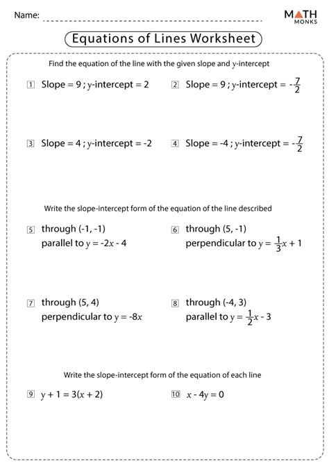 Writing Equations Of Lines Worksheets With Answer Key Worksheets Library