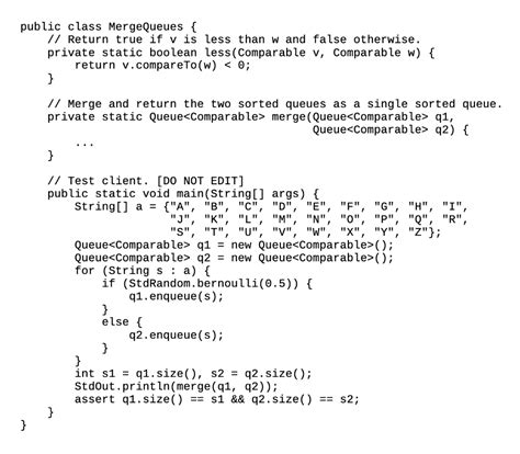 Solved 8 2pt Mergequeuesjava Implement The Static