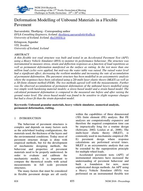 093 122 Ngm 2016 Deformation Modelling Of Unbound Materials In A Flexible Pavement