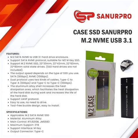 Jual CASE SSD SANURPRO M 2 NVME USB 3 1 TYPE C COMBO CASE SSD SANURPRO M 2 NVME USB 3 1 TYPE C
