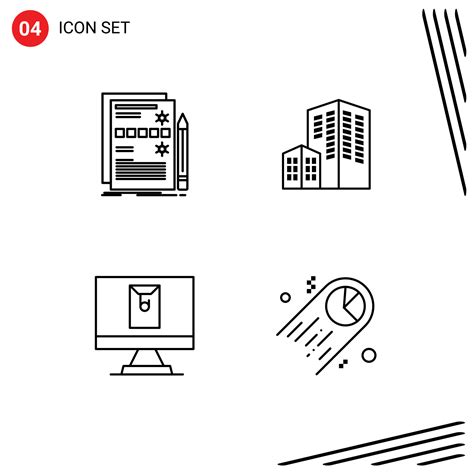 Stock Vector Icon Pack Of 4 Line Signs And Symbols For Component Envelope Hardware Building