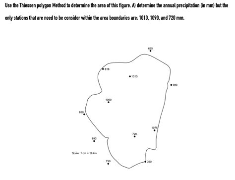 solved use the thiessen polygon method to determine the area