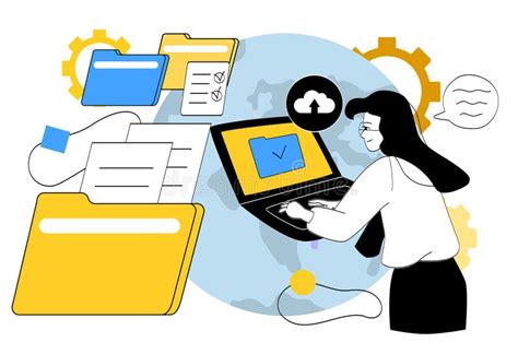 Digital File Management And Cloud Storage Concept Stock Illustration