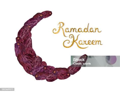 라마단 카림 워터올로 초승달 모양으로 배열 된 과일 날짜 Eid Ul Fitr에 대한 스톡 벡터 아트 및 기타 이미지 Eid