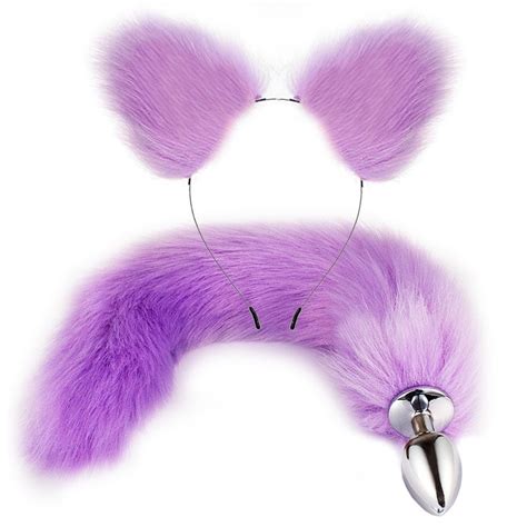 Butt Plug Tapón Anal Con Cola Diadema 7cm 27cm Café Gris