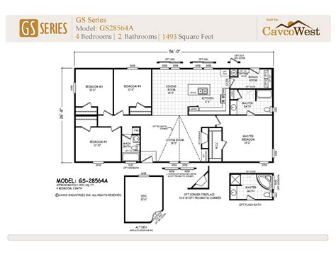 Mobile Home Floor Plan Cavco Model Gs Gs28564a