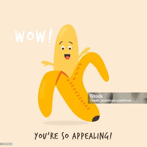 Desain Karakter Pisang Yang Lucu Poster Buah Ilustrasi Vektor Ilustrasi Stok Unduh Gambar