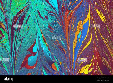 illustration of traditional marbling artwork patterns as colorful