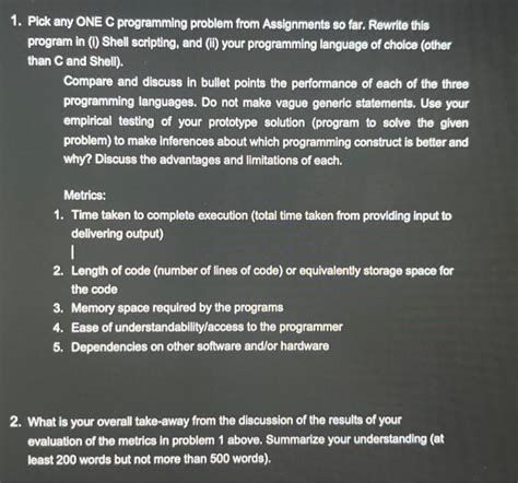 Solved 1 Pick Any One C Programming Problem From