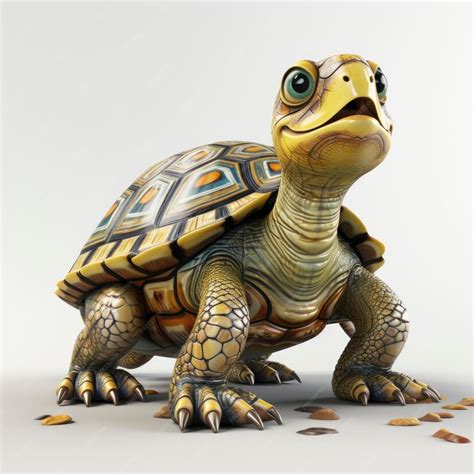 Premium Photo Flatback Turtle Cartoon 3d Isolated On White Background