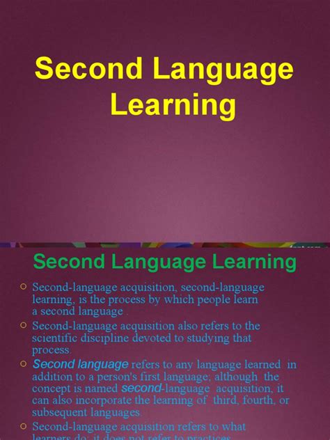 Second Language Learning Pdf Second Language Acquisition Applied Psychology