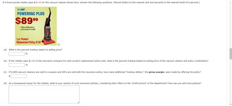 Solved A What Is The Percent Markup Based On Selling