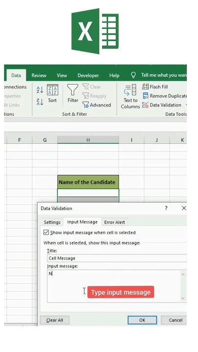 Data Validation With Input Messageexceltutorial Exceltips Msexcel