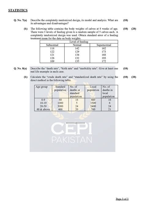 Special Css Past Paper Statistics 2023 Cepi Pakistan