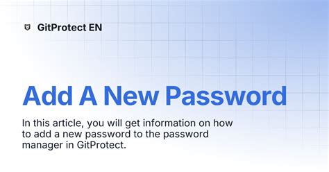 add a new password gitprotect en