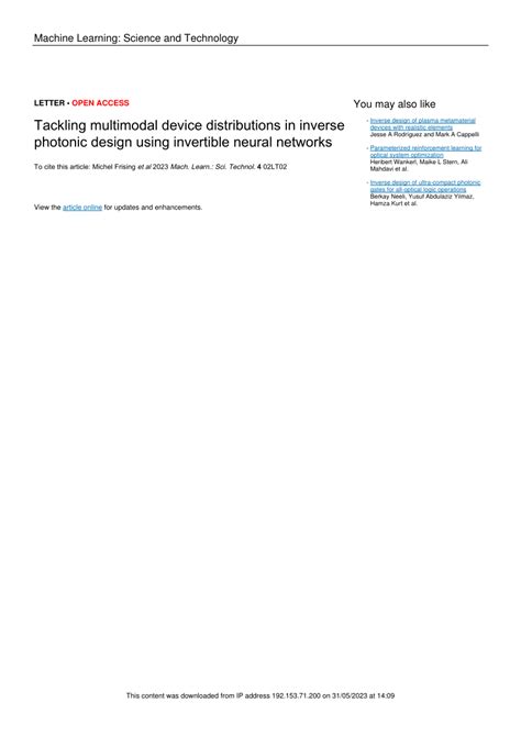 Pdf Tackling Multimodal Device Distributions In Inverse Photonic Design Using Invertible