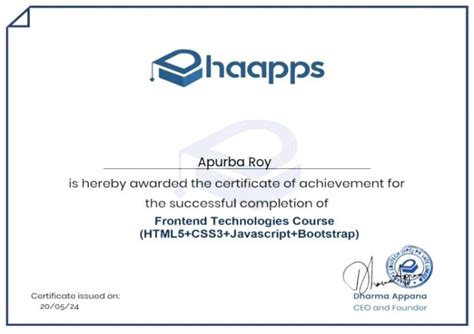 Apurba Roy On Linkedin Frontend Html5 Css3 Javascript Bootstrap Dhaapps Certificatoncourse