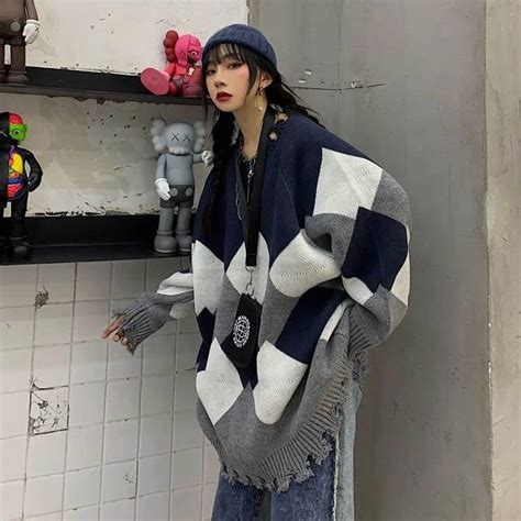 2022 봄 가을 여성 니트 스웨터 긴 소매 대형 빈티지 한국 여성 풀오버 스웨터 O 넥 탑 캐주얼 펑크풀오버