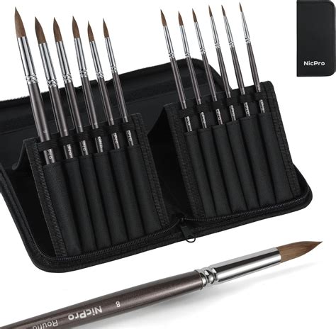 Kolinsky Watercolor Brush Set Pure Kolinsky Sable Hair Pointed Round Art