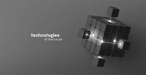 빛나는 광선이 있는 작은 큐브로 구성된 검은색 미래 큐브 3d 그림 0명에 대한 스톡 벡터 아트 및 기타 이미지 0명 3차원 형태 개념 Istock