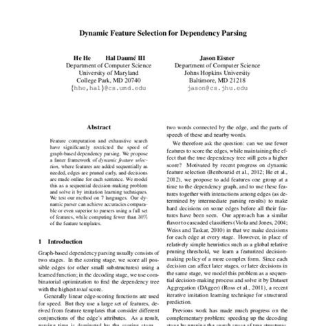 Dynamic Feature Selection For Dependency Parsing Acl Anthology