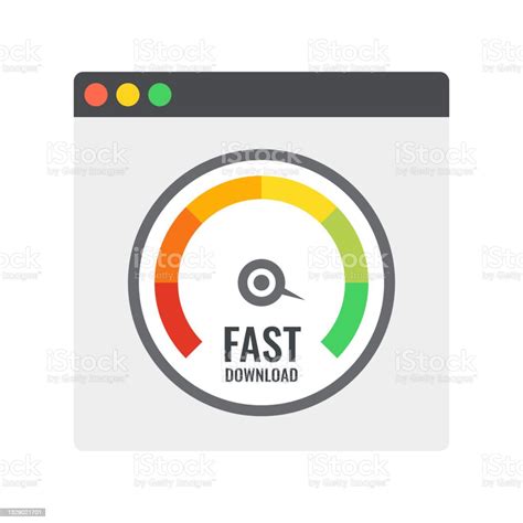 웹 브라우저 빠른 좋은 페이지 로딩 속도 시간을 보여주는 속도계 테스트 벡터 개선에 대한 스톡 벡터 아트 및 기타 이미지