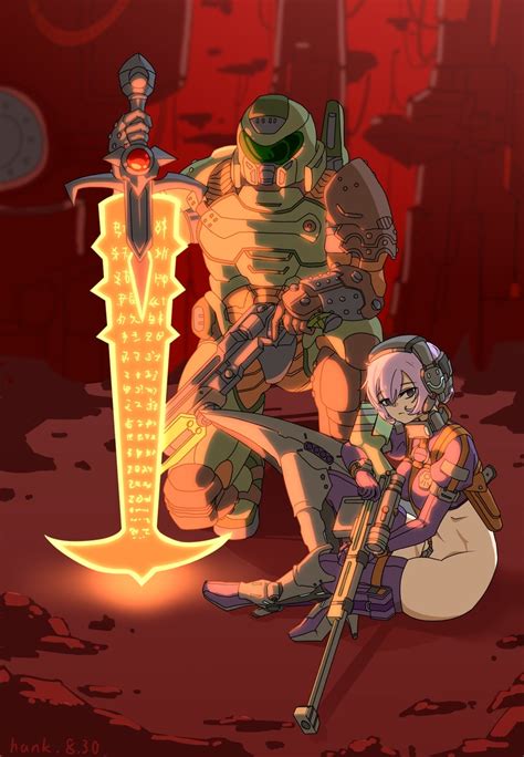 Doomguy And Martyr Original And 3 More Drawn By Uservene3535 Danbooru