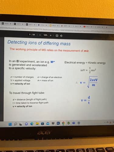 Chem20611 Week 2 Mass Spec Flashcards Quizlet