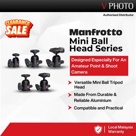 Manfrotto 492 494 496 496rc2 Mini Macro Compact Tripod Centre Ball Head For Camera Tripod