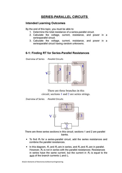 Series Parallel Circuits Series Parallel Circuits Intended Learning Outcomes By The End Of