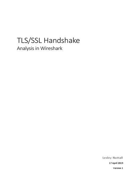 Ssl Handshake Analysis Pdf Transport Layer Security Data Transmission