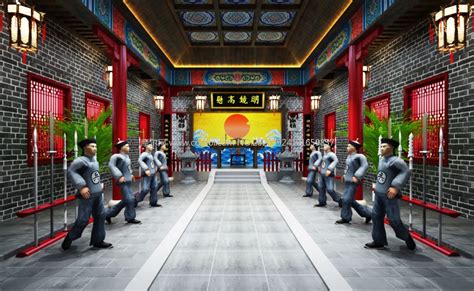 县衙 府衙 衙门公堂场景3D模型 古代场景模型下载 摩尔网CGMOL