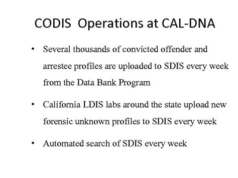 Combined Dna Index System Codis Development And Operations