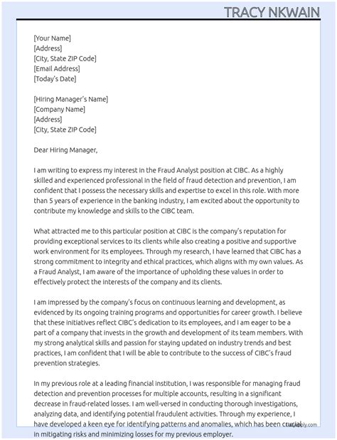 Cover Letter For Cibc Lazyapply