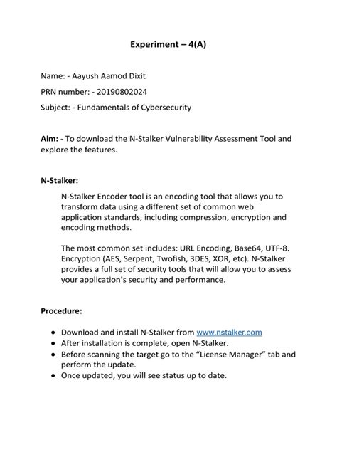 Cybersecurity Lab 4 A Report Pdf