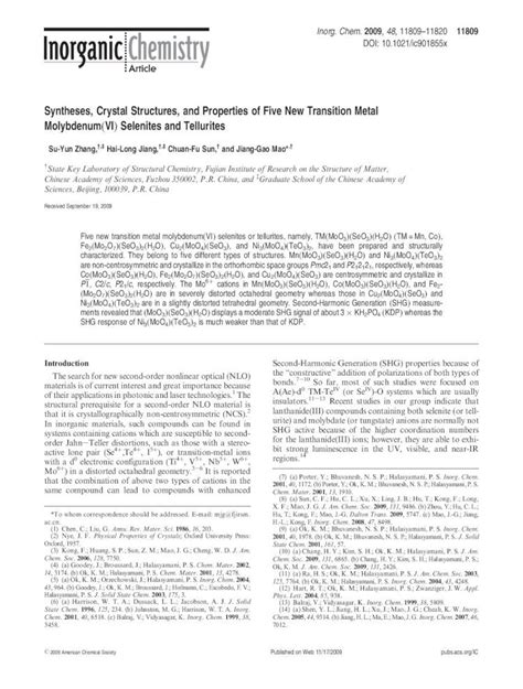 Pdf Syntheses Crystal Structures And Properties Of Five New Cn ~jianglab