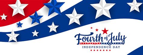 7월 4일 독립기념일 타이포그래피 디자인과 미국 국기 색파에 3d 별 프로모션 광고 배너 템플릿이 있는 브로셔 포스터 또는 배너 벡터 그림입니다 0명에 대한 스톡 벡터 아트