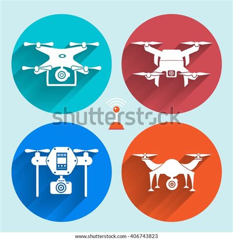 Drones Vector Set Flat Design Element Stock Vector Royalty Free 406743823