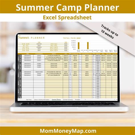 Summer Camp Planner Excel Spreadsheet Summer Camp Organizer Camp