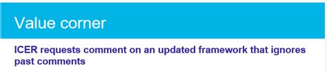 icer requests comment on an updated framework that ignores past comments