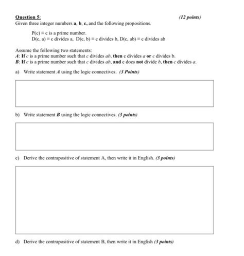 Solved Question 5 12 Points Given Three Integer Numbers Chegg