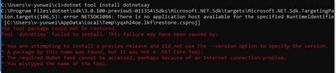Install Global Tool Failed With Error Netsdk1084 There Is No Application Host Available For The